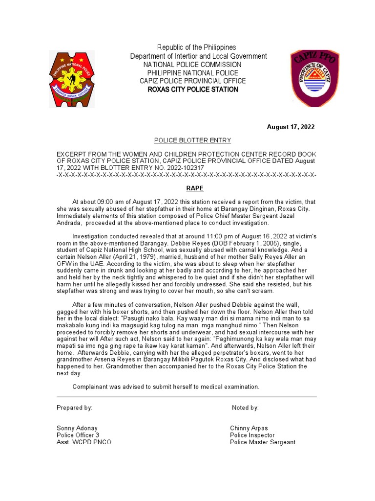 Alayon, Florent Rey A.bscrim 2-I (Police Blotter) | PDF | Violence ...