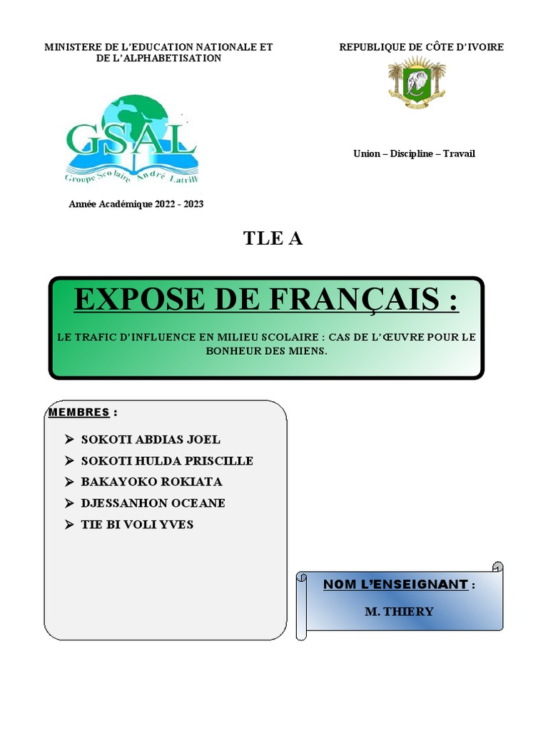 Page de Garde L'expose | PDF