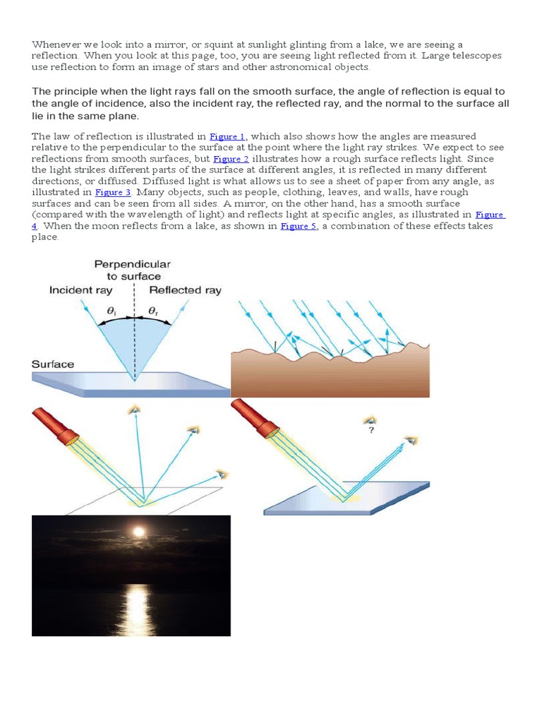 The Principles of Reflection: Exploring How Light Bounces Off Surfaces | PDF | Reflection ...