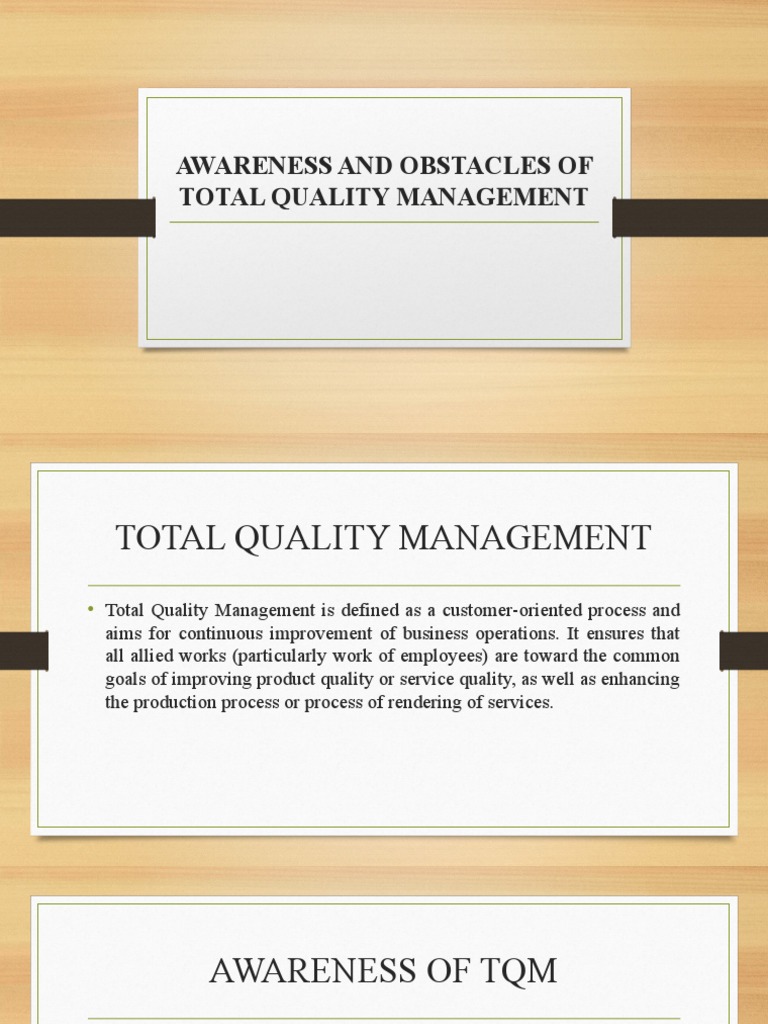 TQM Awareness and Implementation Barriers | PDF | Quality Management ...
