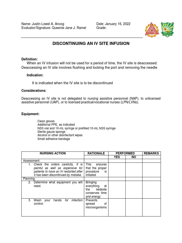 Discontinuing IV Fluids Ancog, J | PDF | Intravenous Therapy | Clinical Medicine