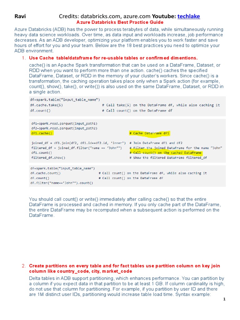 Azure Databricks Optimization Guide | PDF | Software Development | Computer Architecture