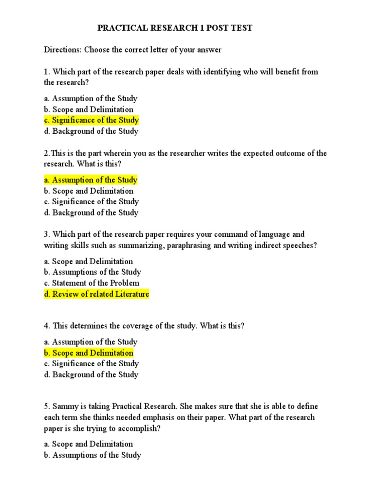 Practical Research Post Test | PDF | Sampling (Statistics ... Practical Research Post Test | PDF | Sampling (Statistics ...