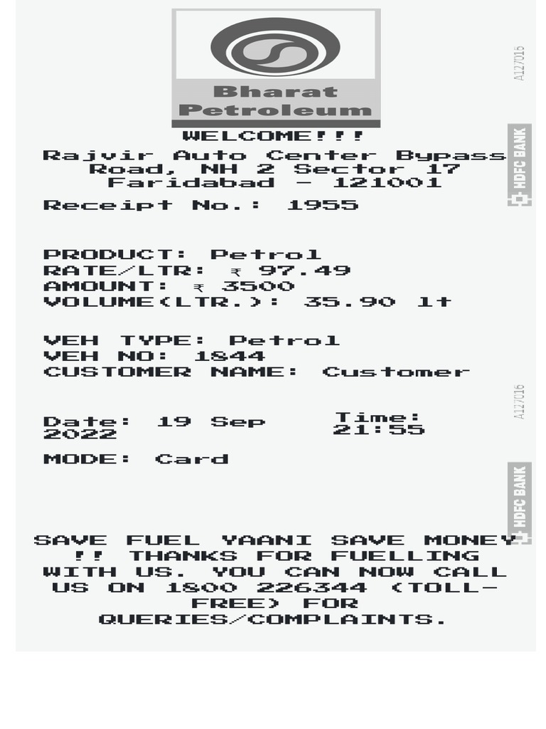 Petrol Bill Receipt Template | PDF | Business