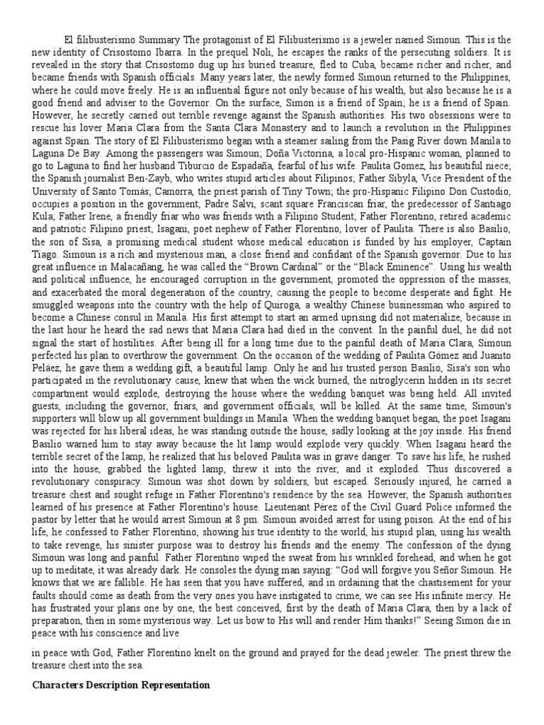 El Filibusterismo Summary and Characters | PDF