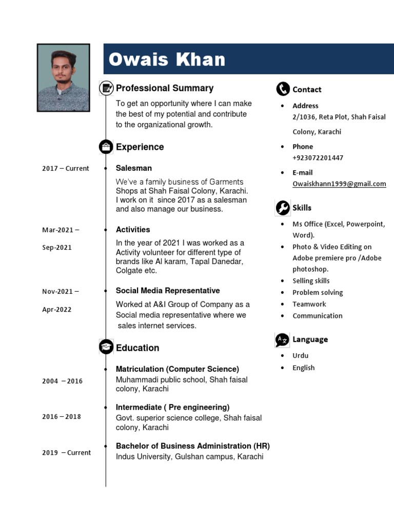Resume Of Owais Khan Pdf Computing Communication