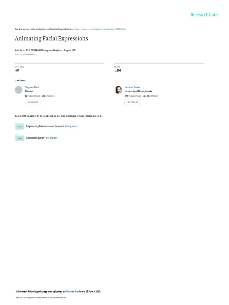 Animating Facial Expressions | PDF | Simulation | Skeletal Muscle
