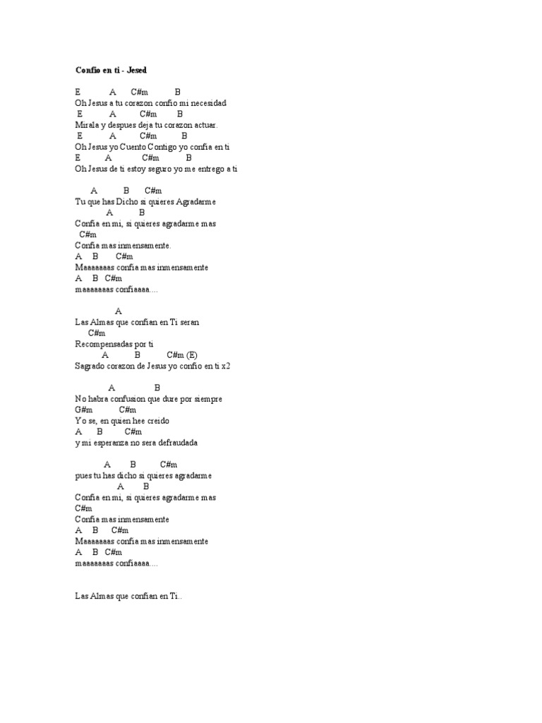 Confío en Ti - Letras y Acordes | PDF