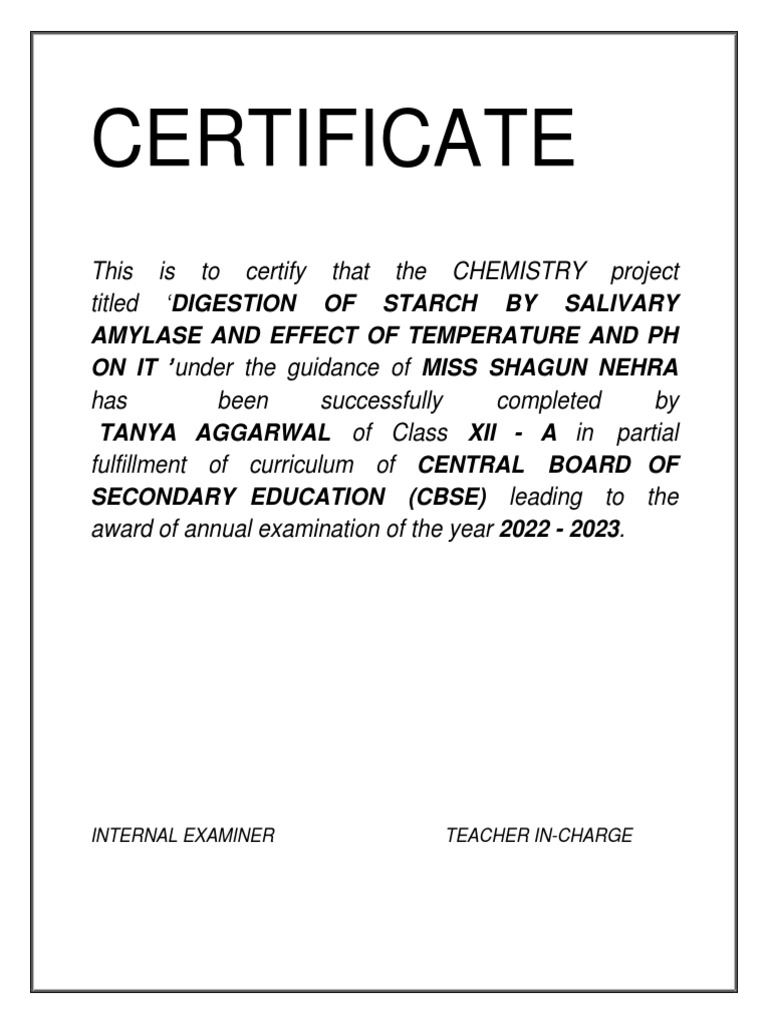 Chemistry Project Report Class 12 | PDF