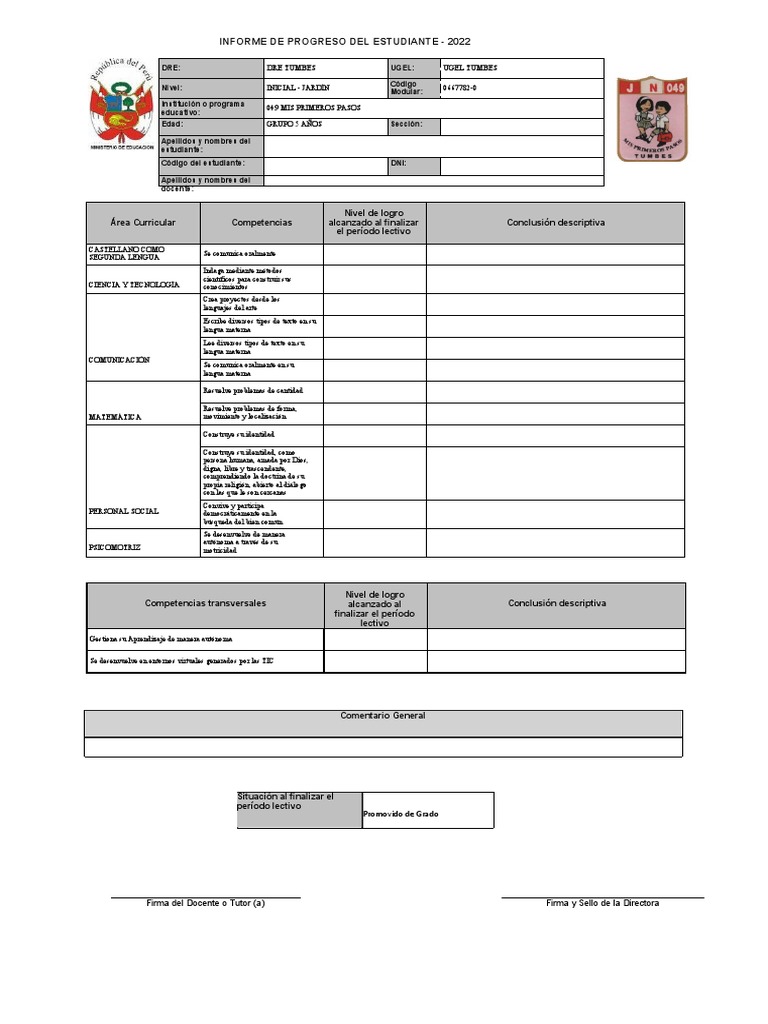 Boleta Informativa Inicial 2022 | PDF