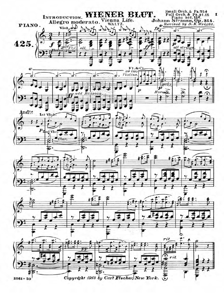 Pfte - Strauss - Wiedenska Krew Walc | PDF