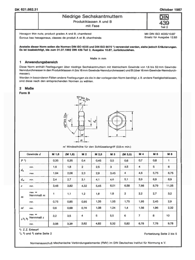 Din 439-2 1987-10 | PDF