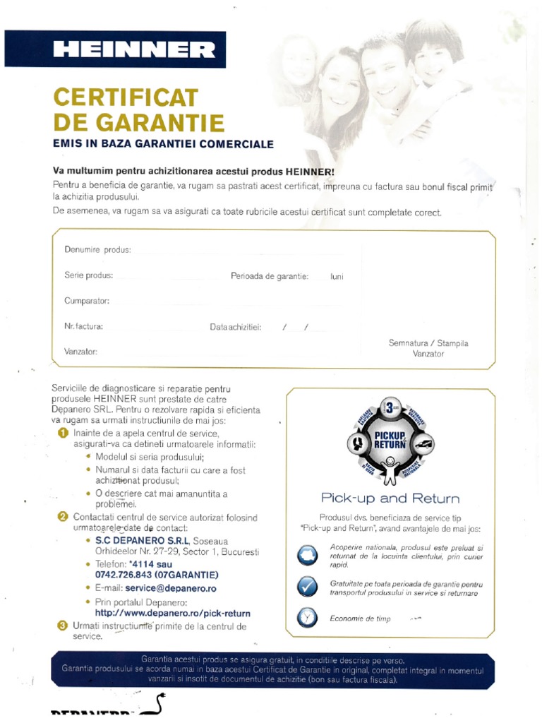 Certificat Garantie Heinner | PDF