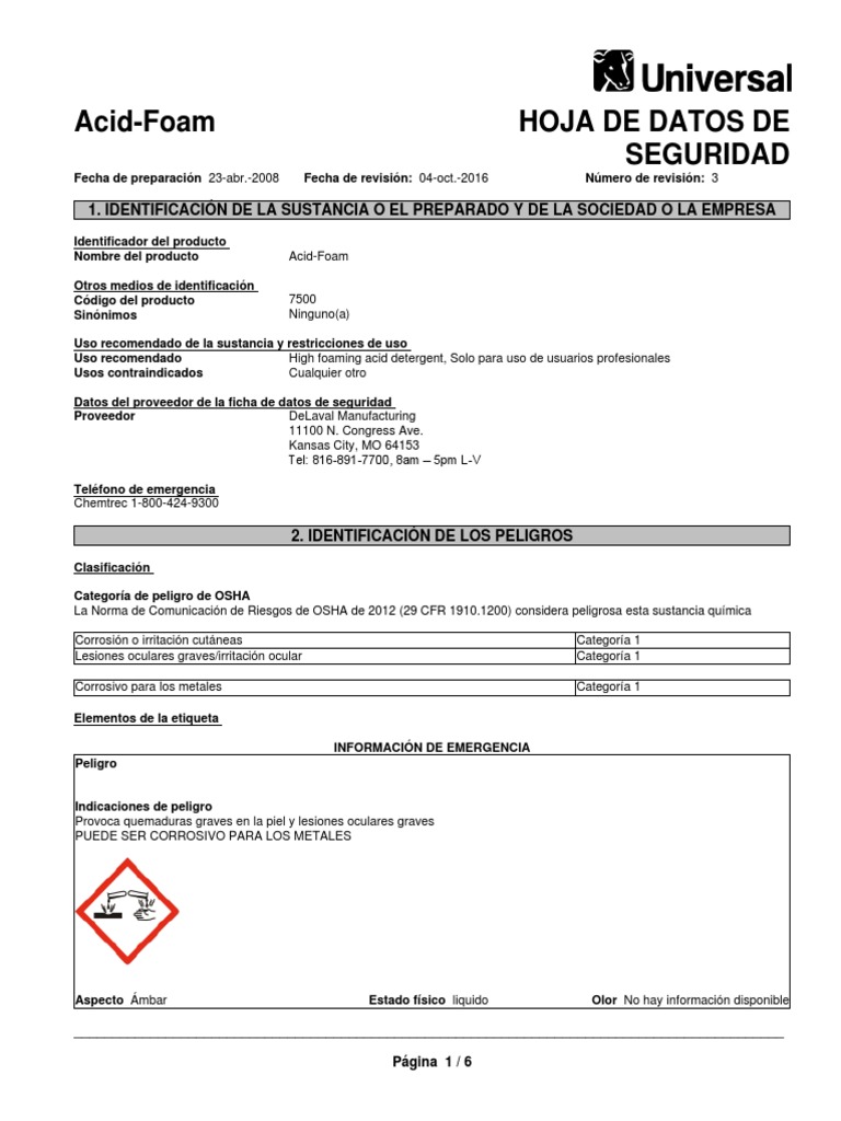 Acid Foam | PDF | Agua | Residuos