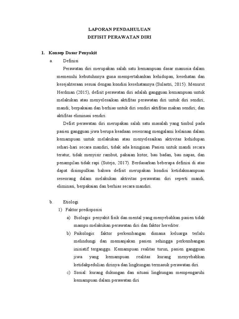 LP Defisit Perawatan Diri | PDF