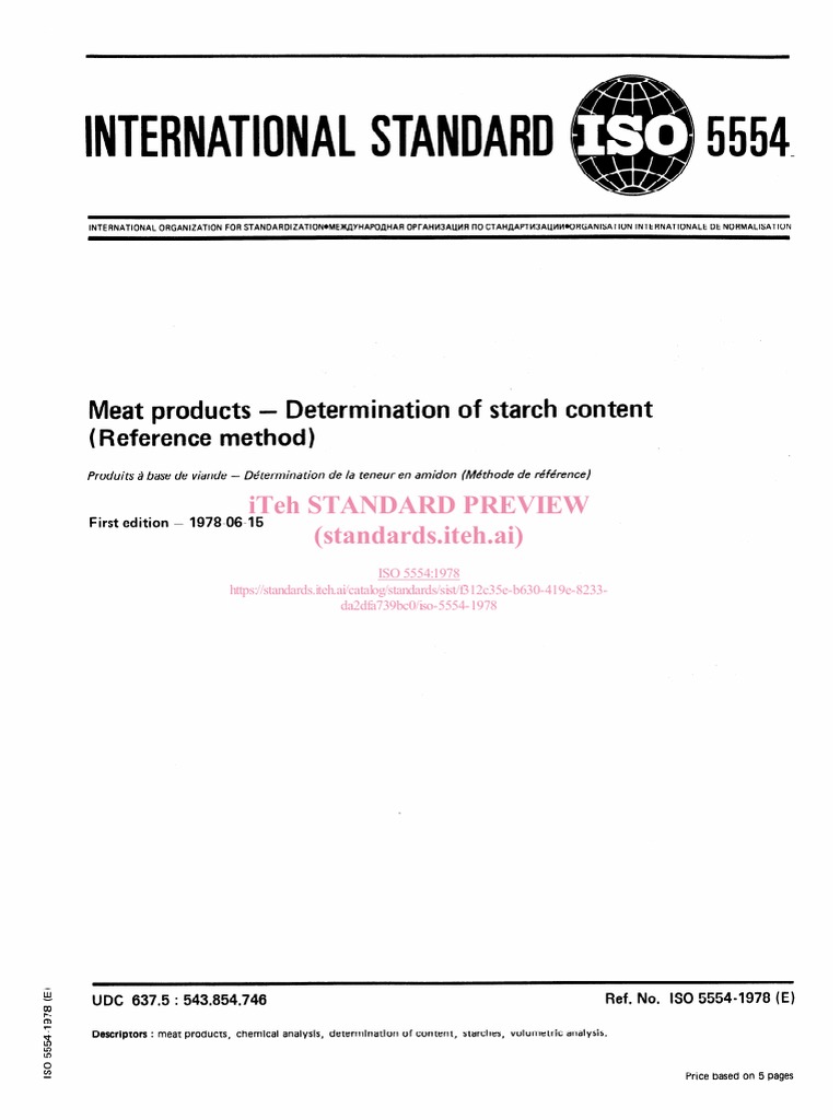ISO-5554-1978 - Determinação de Amido | PDF | International ...