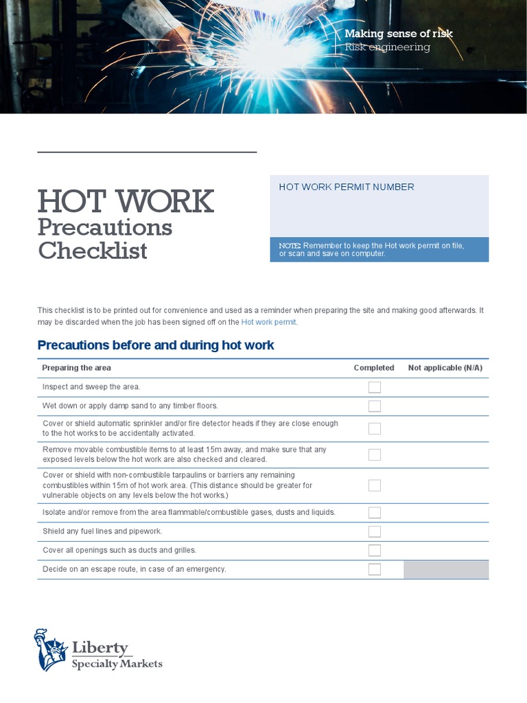 Hot Work Checklist | PDF | Fire Sprinkler System | Fires