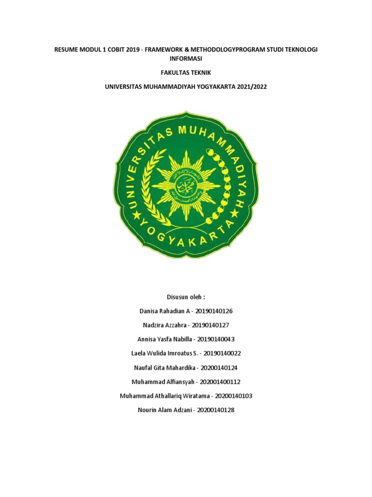 Resume TKTI Modul 1 Cobit 2019 - Framework Methodology | PDF | Governance | Strategic Management