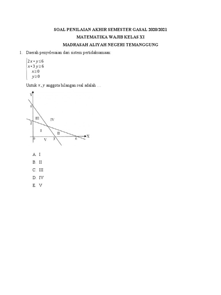 Soal Penilaian Akhir Semester Gasal 2020 | PDF
