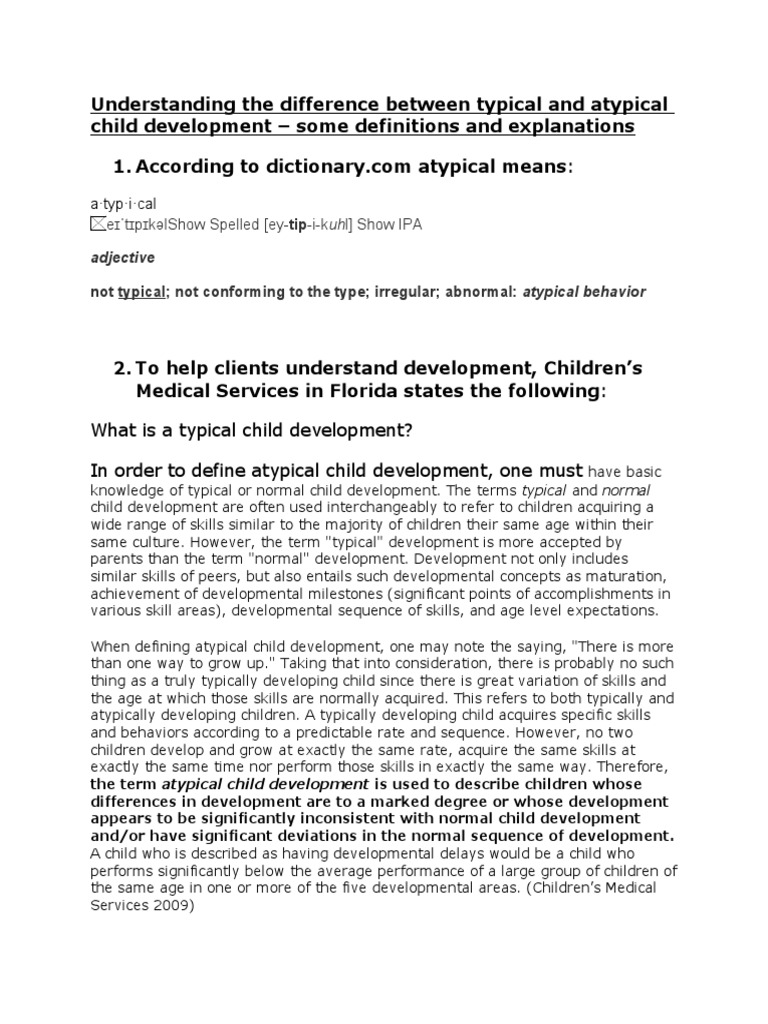 Typical Atypical Pdf Child Development Intellectual Disability