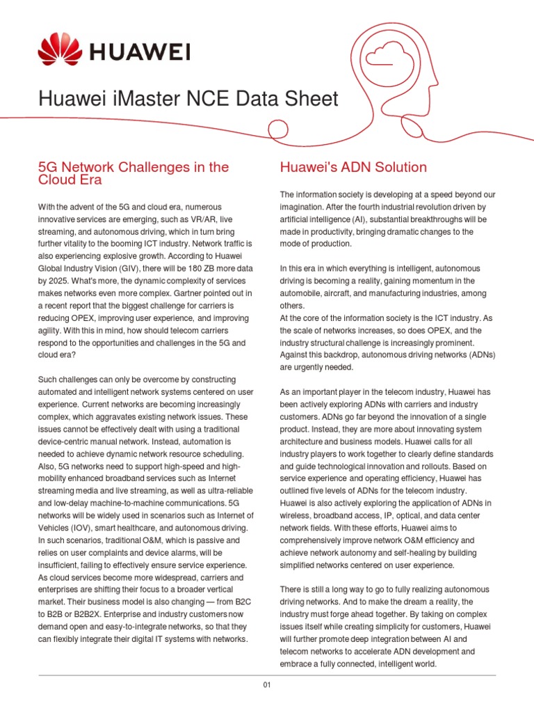 Huawei IMaster NCE Data Sheet | PDF | Computer Network | Cloud Computing