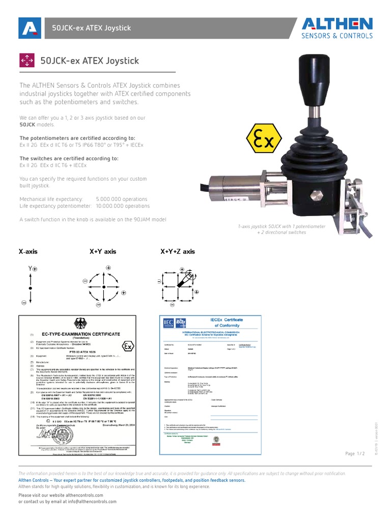 50jck Ex Atex Joystick en | PDF | Mechanical Engineering | Metrology