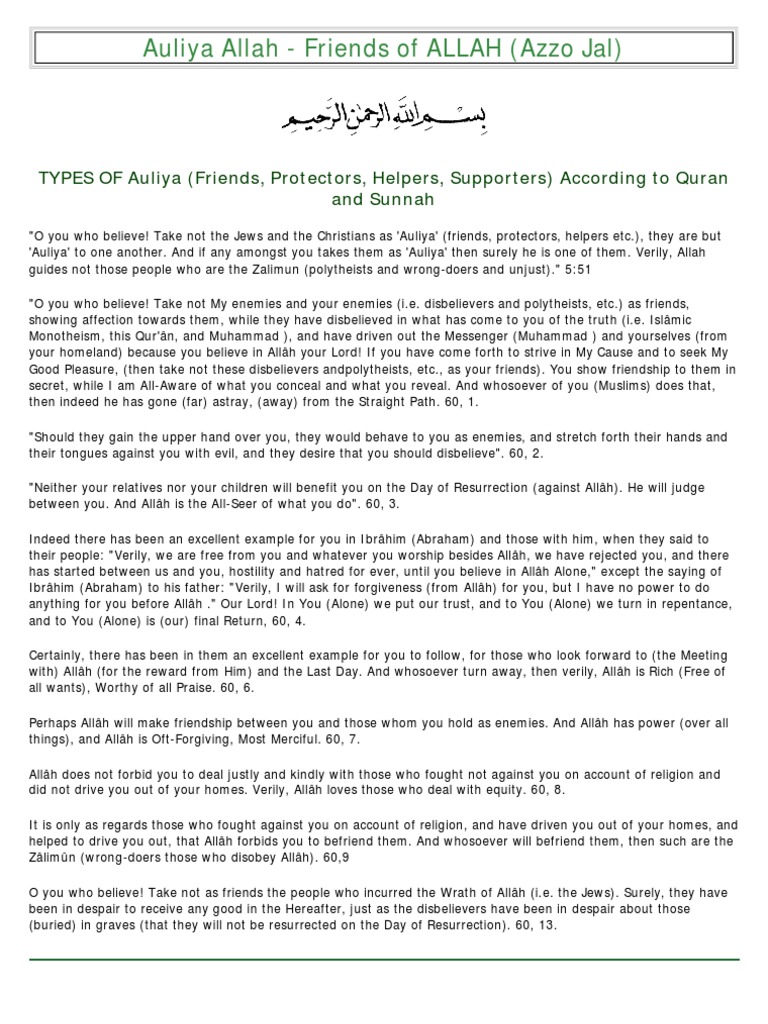 Auliya Allah - Friends of ALLAH (Azzo Jal) | PDF | Prophets And ...
