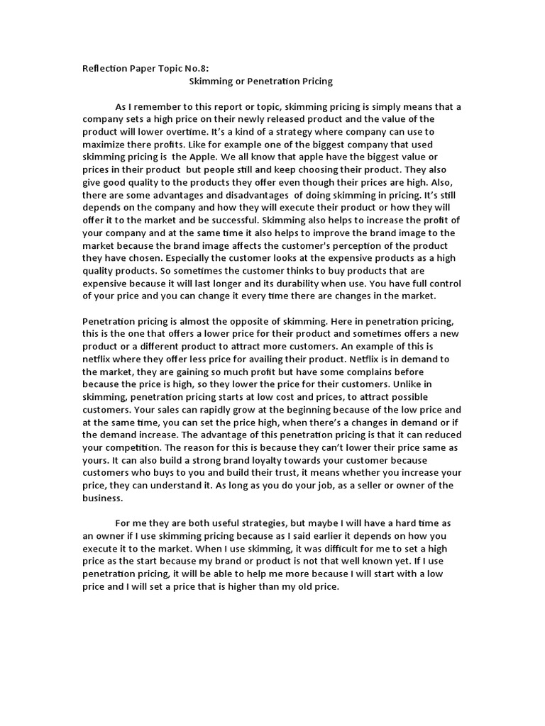 Reflection Paper Topic No. 8-14 | PDF | Pricing | Retail