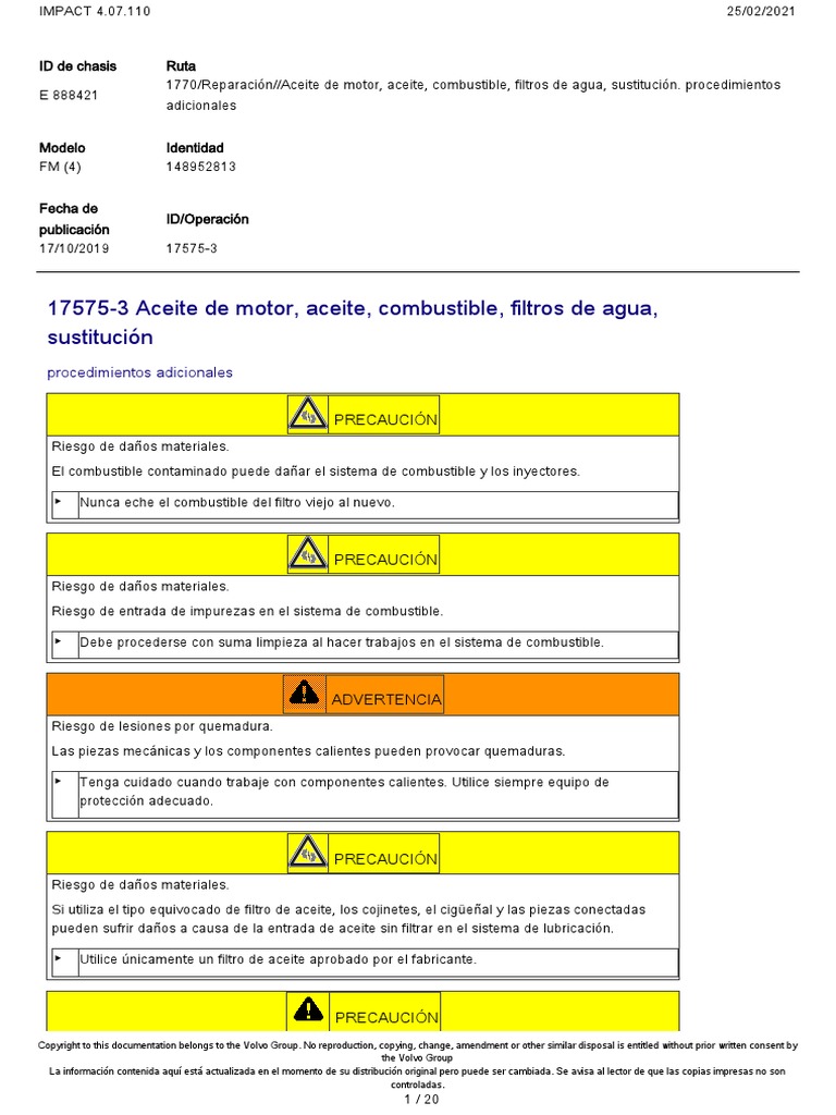 Cambio aceite de motor y Filtros de Combustible | PDF | Aceite de motor