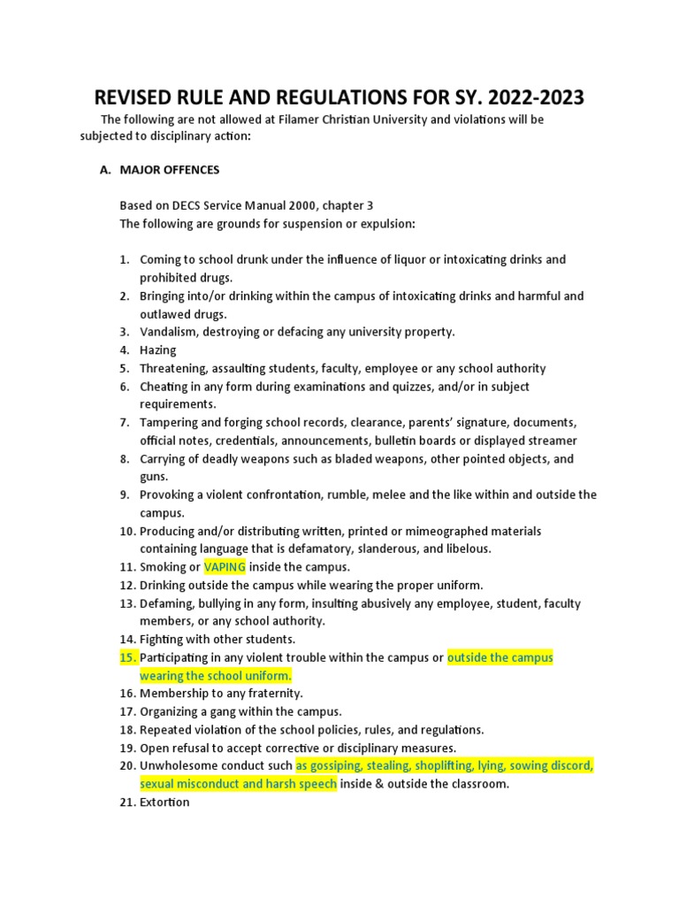 Revised Rules and Regulations For Sy | PDF | Defamation | Shoe