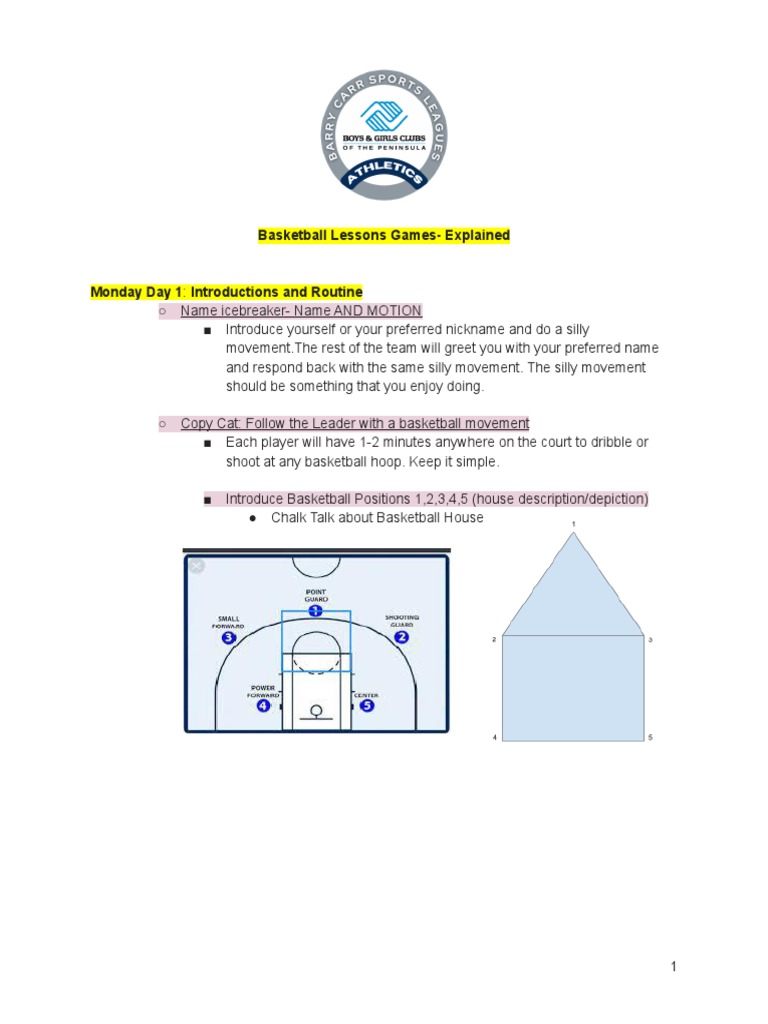 3 Week Lesson Plan (Basketball) | PDF | Teams | Games Of Physical Skill