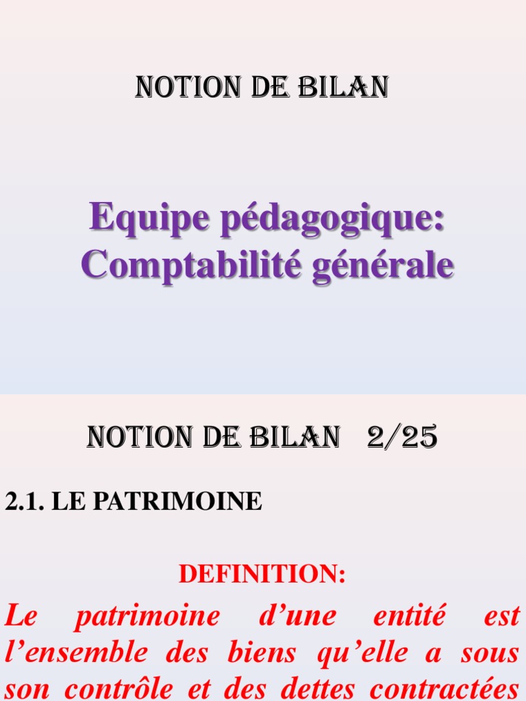 Définition et Notion de Bilan | PDF | Bilan comptable | Capitaux propres