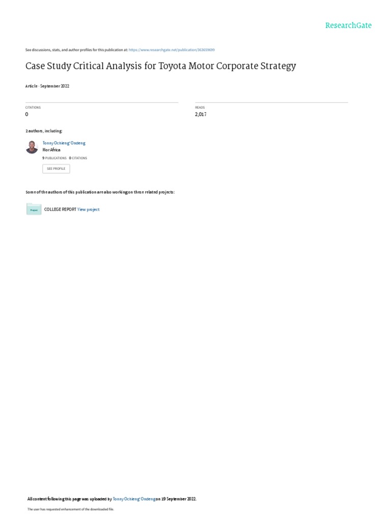 Toyota's Corporate Strategy Drives Success | PDF | Strategic Management ...