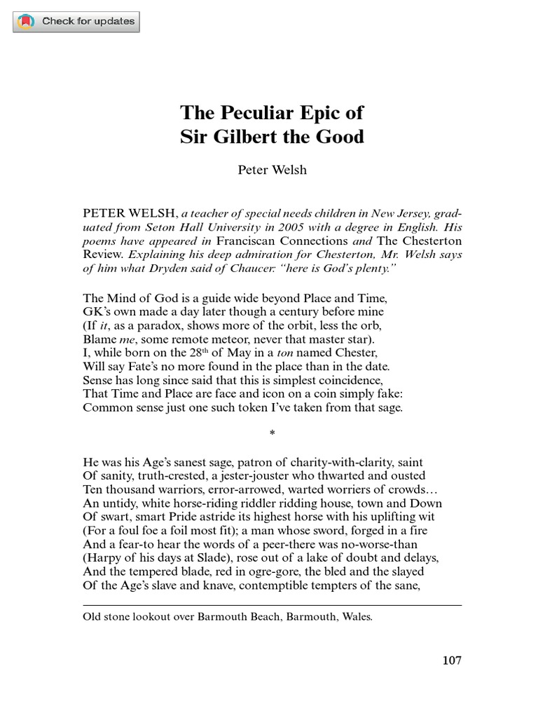 Peter Welsh The Peculiar Epic of Sir Gilbert The Good | PDF | General ...