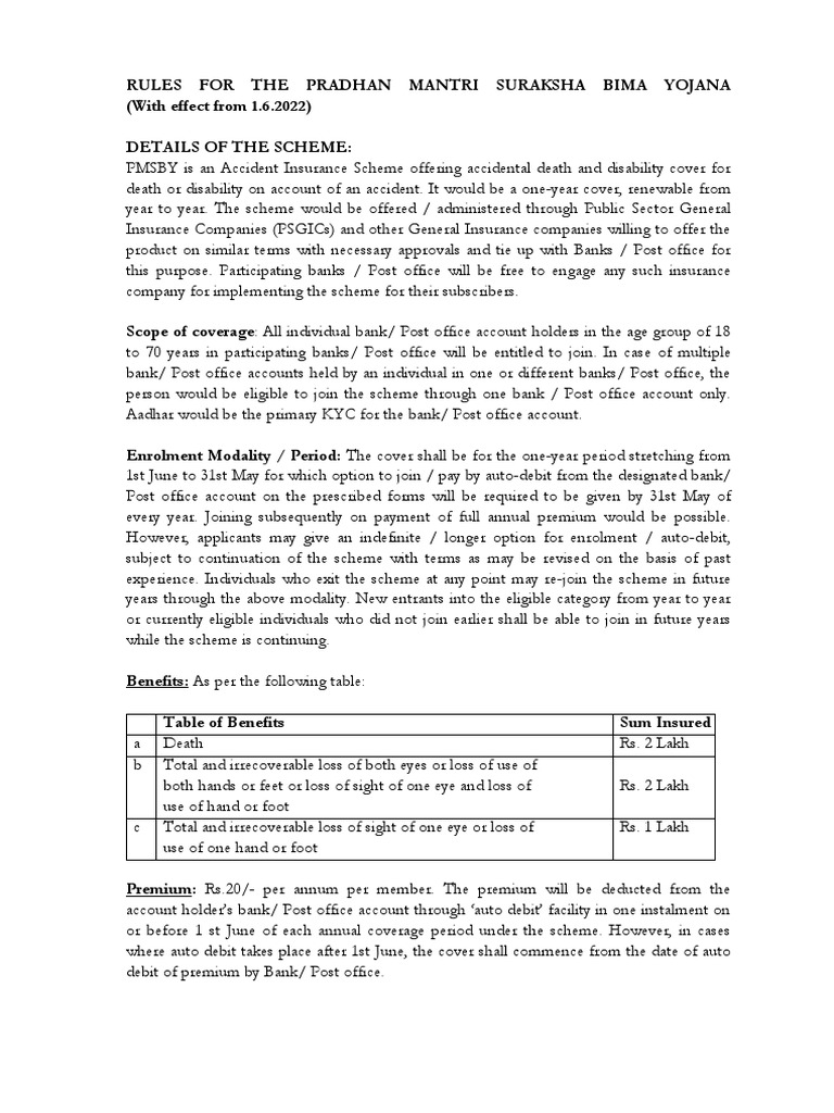 Revised PMSBY | PDF | Insurance | Banks
