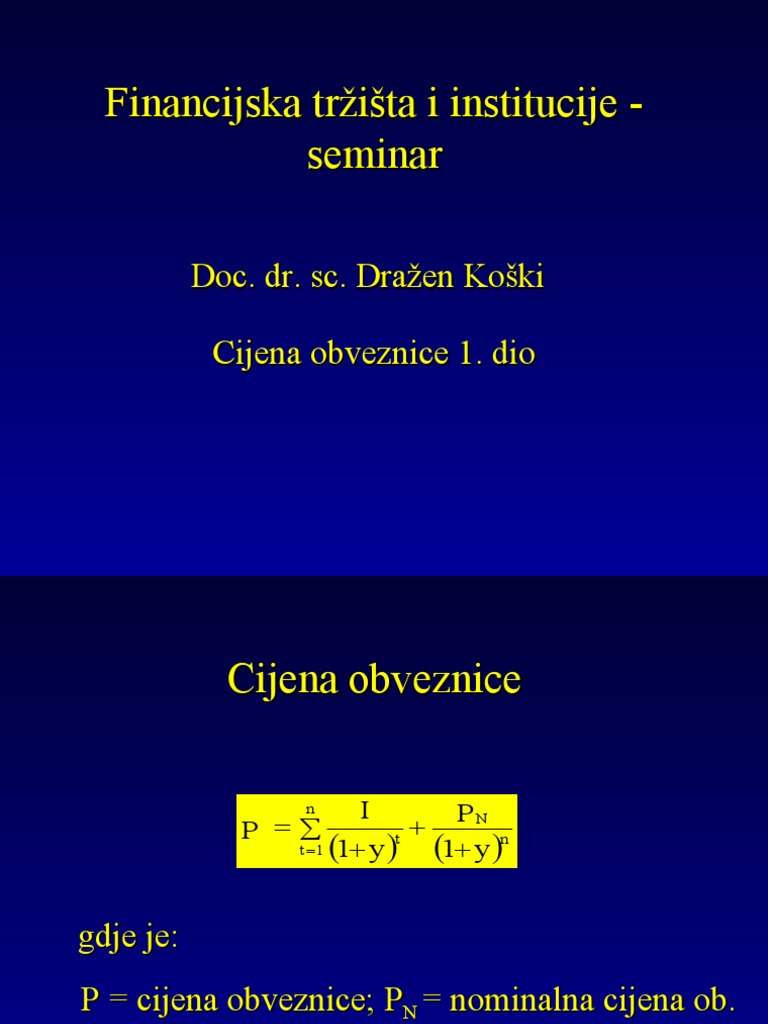 Cijena Obveznice 1. Dio | PDF