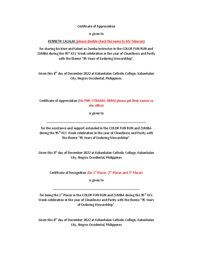 Certificate of Appreciation | PDF