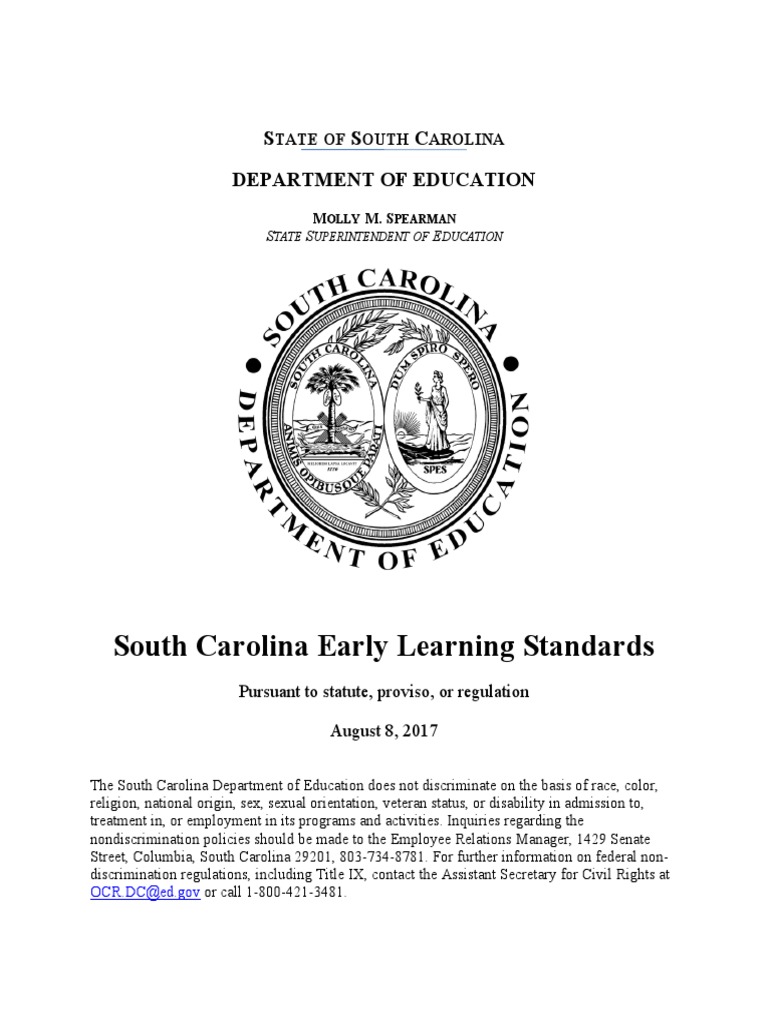 SC - Early - Learning - Standards Final Read Only | PDF