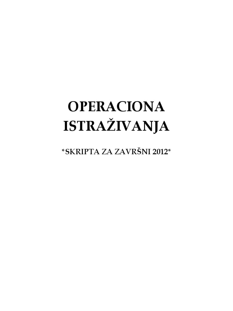 Operaciona Istrazivanja | PDF