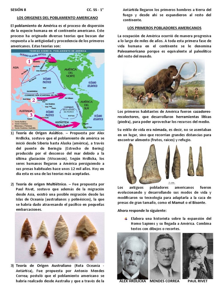 CC.SS 1° - Sesión 8 El poblamiento de América | PDF | Américas | Épocas ...