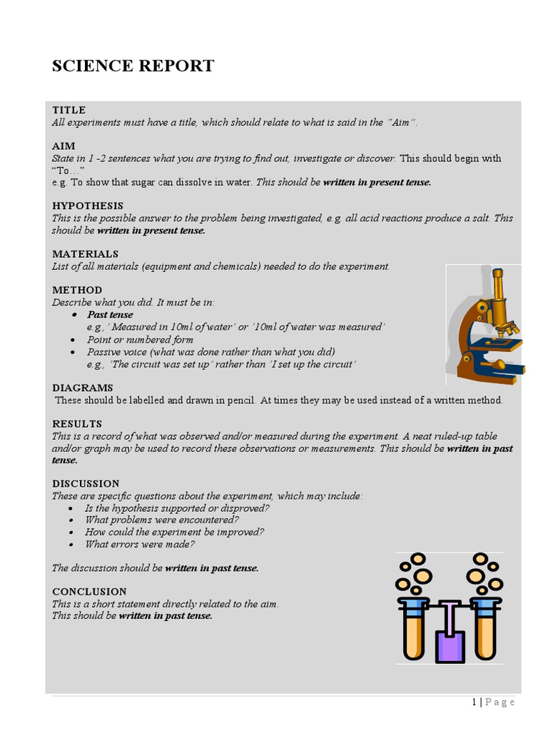 Science Report Structure Guide | PDF | Experiment | Water