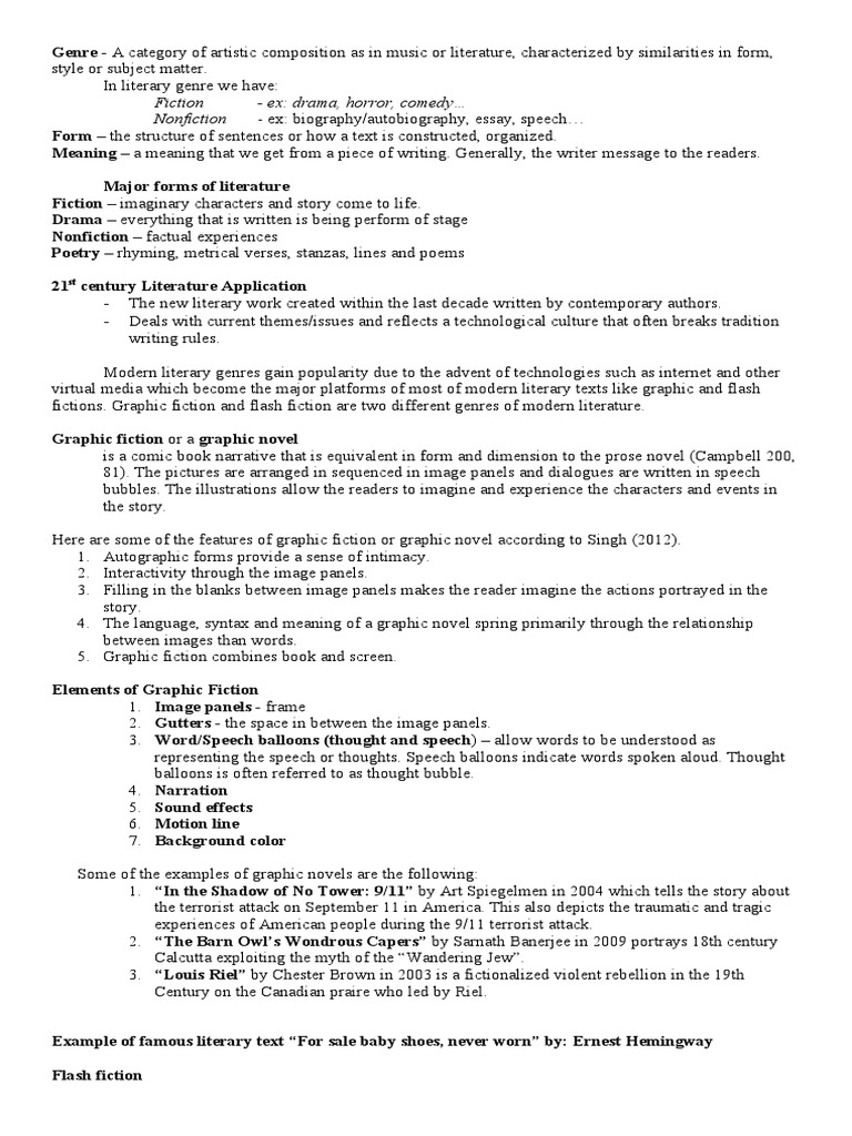 Literary-Genre-handouts | PDF | Genre | Poetry