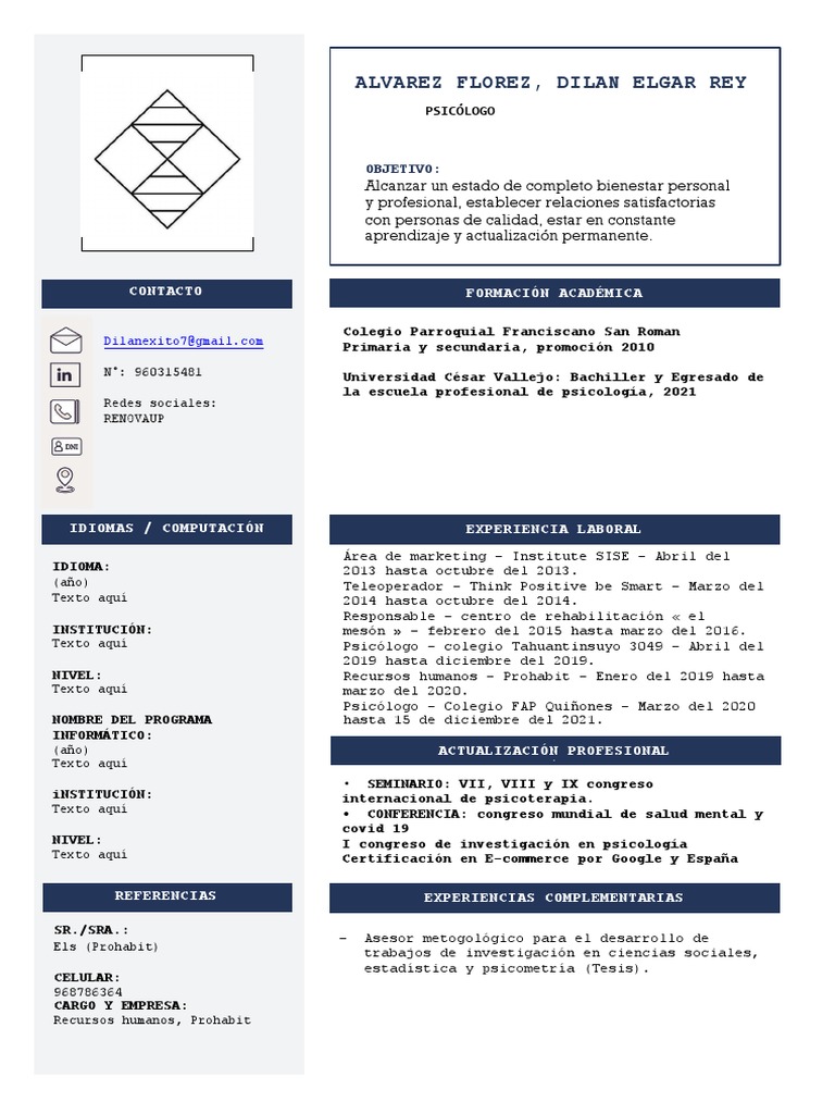 CV Alvarez Florez, Dilan | PDF | Sicología