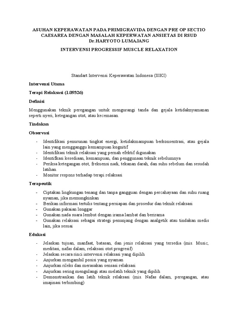 Intervensi Terapi Relaksasi Otot Progresif Menggunakan 4S | PDF