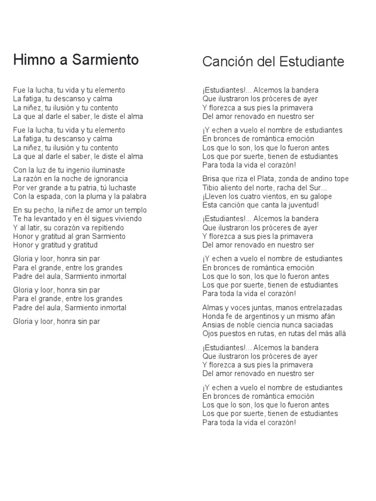 Himno a Sarmiento: Letra y Significado | PDF