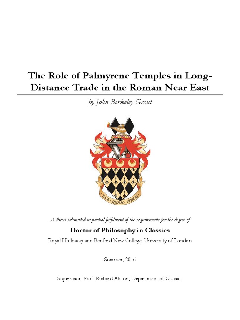 The Role of Palmyrene Temples in Long-Distance Trade in The Roman Near ...