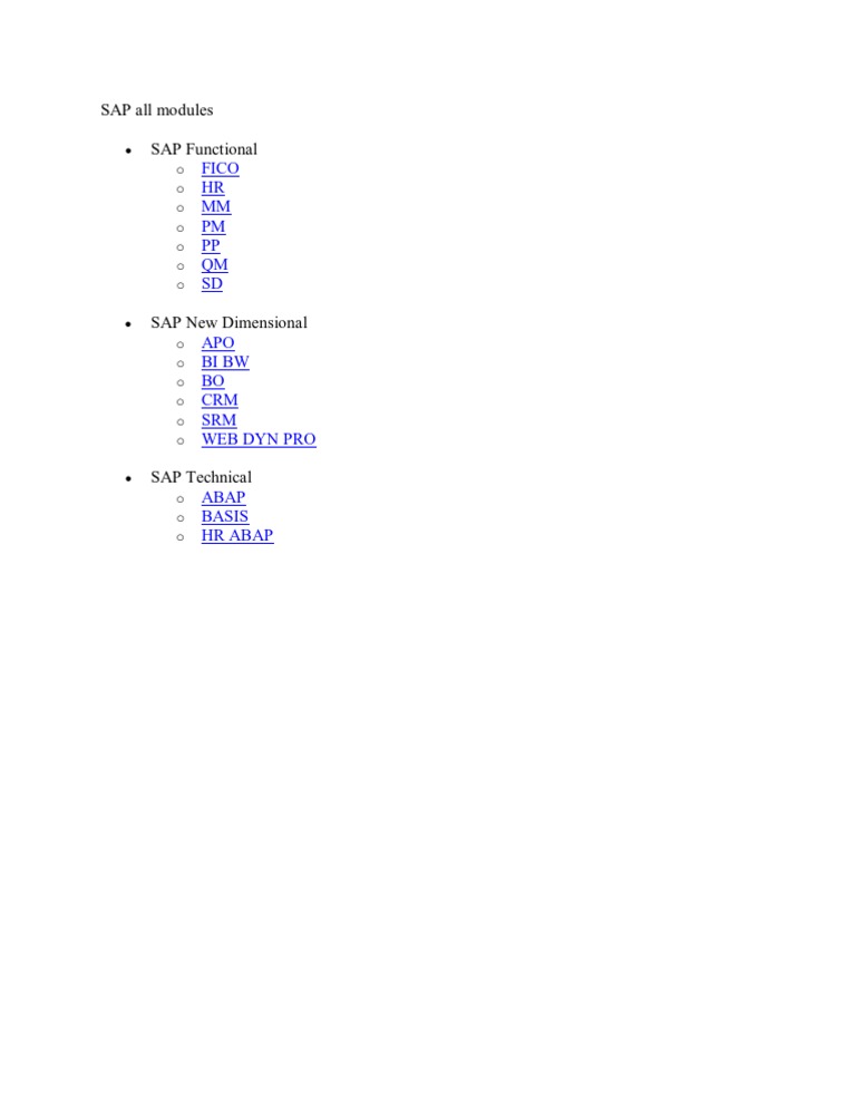 SAP All Modules | PDF