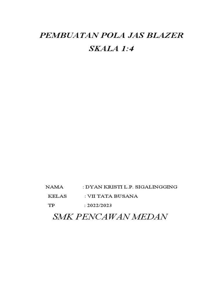 Pembuatan Pola Jas Blazer | PDF
