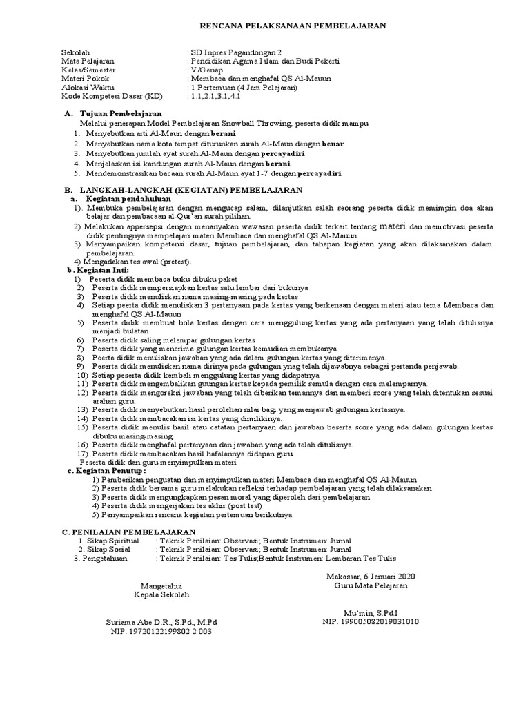 RPP Kelas 5 | PDF | Karier & Perkembangan