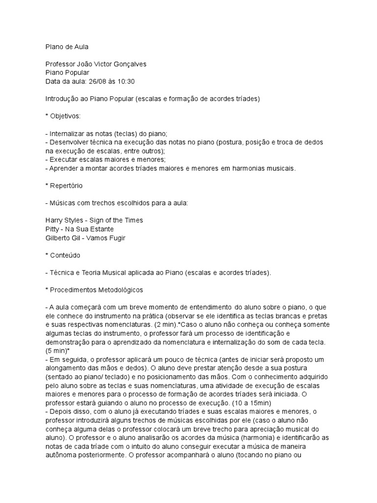 Plano de Aula | PDF